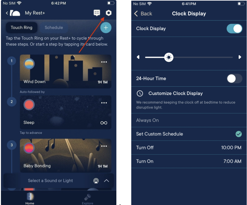 Rest+ 2nd Gen clock display not showing time – Hatch Support